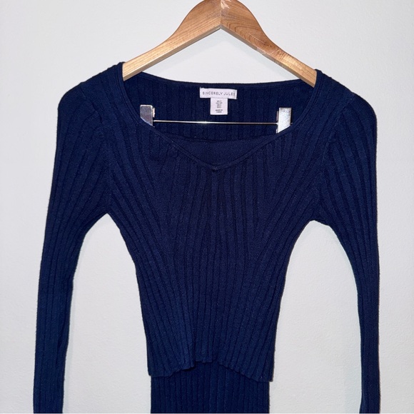 Sincerly Jules | Other | Sincerely Jules Womens Us S Navy Blue Ribbed Knit Matching 2 Piece Set ...